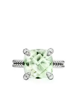 David Yurman Sterling Silver Chatelaine Prasiolite And Diamond Ring