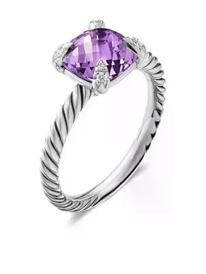 David Yurman Sterling Silver Amethyst And Diamond Ring - Purple