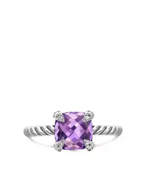 David Yurman Sterling Silver Amethyst And Diamond Ring - Purple