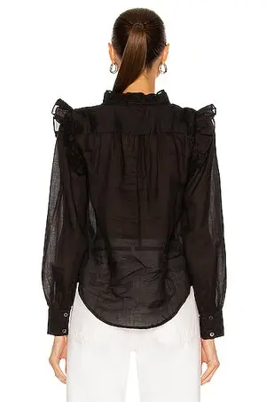 FRAME Lauren Long Sleeve Top In Black