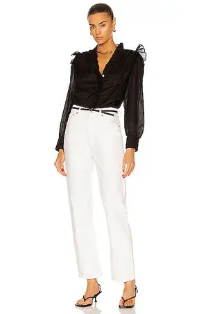 FRAME Lauren Long Sleeve Top In Black