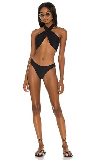 PQ SWIM X Basic Ruched Bikini Bottom - Midnight