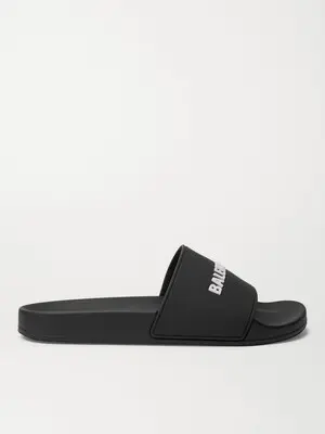 Balenciaga Logo Rubber Slides - Black
