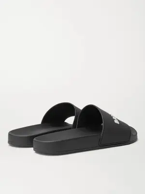 Balenciaga Logo Rubber Slides - Black