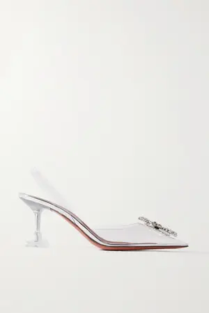 Amina Muaddi Begum Crystal-embellished Slingback Pumps - Neutrals