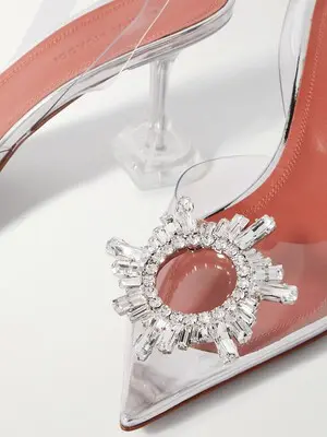 Amina Muaddi Begum Crystal-embellished Slingback Pumps - Neutrals