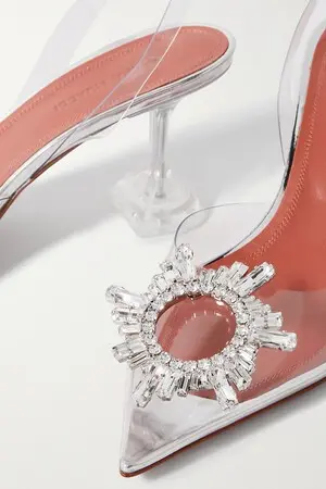 Amina Muaddi Begum Crystal-embellished Slingback Pumps - Neutrals