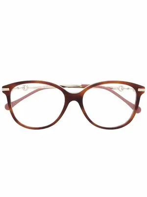 Gucci Round-frame Clear Glasses - Brown