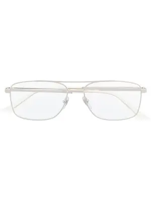 Gucci Double-bridge Pilot-frame Glasses - Silver