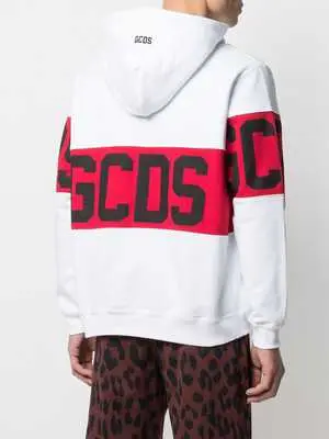 Gcds Logo Print Hoodie - White
