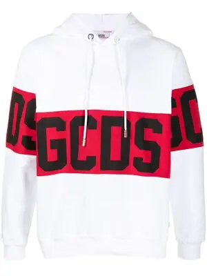 Gcds Logo Print Hoodie - White