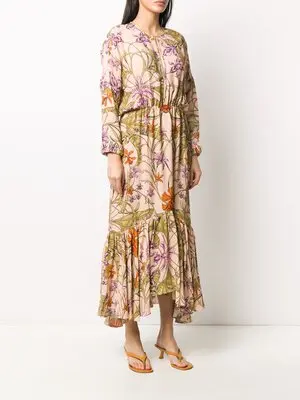 Johanna Ortiz Floral-print Pleated Hem Dress