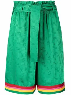 Palm Angels Logo-print High-waisted Shorts - Green
