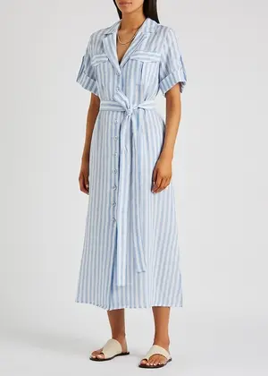 blue cotton poplin maxi shirt dress by evi grintela Evi Grintela Valerie Striped Cotton Poplin Maxi Dress, $228 |  NET-A-PORTER.COM
