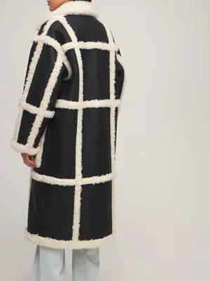STAND STUDIO Delia Faux Shearling Coat - Black,off White