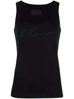 Philipp Plein Logo-embroidered Tank Top - Black
