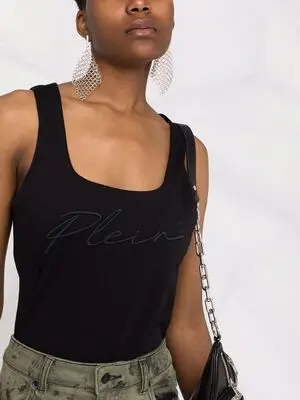 Philipp Plein Logo-embroidered Tank Top - Black