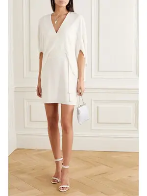Halston Cape-effect Draped Crepe Mini Dress