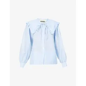 BLANCA VITA Maja Oversized Collar Woven Blouse