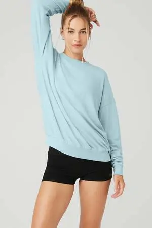 Alo Yoga Soho Pullover Top Chalk Blue