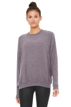 Alo Yoga Soho Pullover Top Dark Lavender Heather
