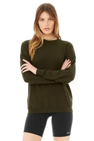 Alo Yoga Soho Pullover Top Dark Olive
