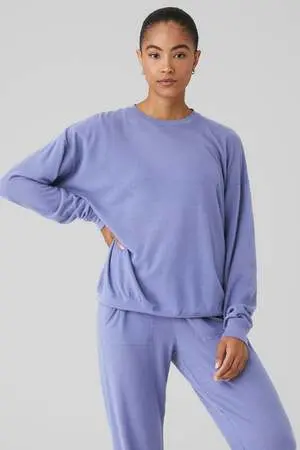 Alo Yoga Soho Pullover Top Infinity Blue