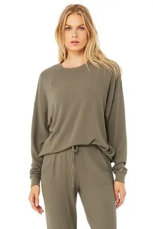 Alo Yoga Soho Pullover Top Olive Branch