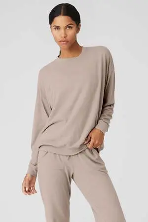Alo Yoga Soho Pullover Top Taupe