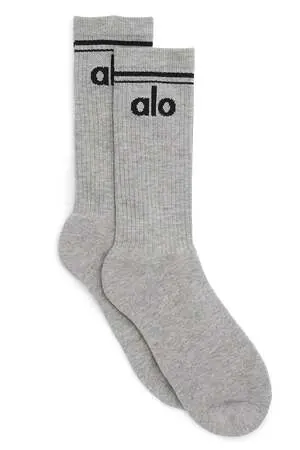 Alo Yoga ALO Throwback Socks Athletic Heather Grey/black
