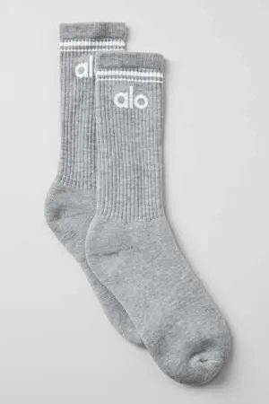Alo Yoga Throwback Socks - Athletic Heather Grey/white