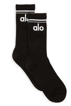 Alo Yoga Throwback Socks - Black/white