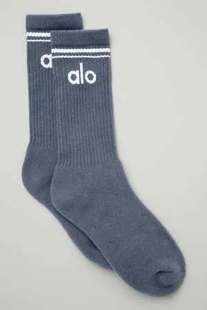 Alo Yoga ALO Throwback Socks Bluestone/white