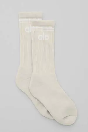 Alo Yoga Throwback Socks - Bone/white