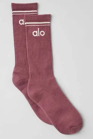 Alo Yoga ALO Throwback Socks Burgundy Truffle/ivory