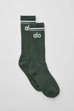 Alo Yoga ALO Throwback Socks Dark Cactus/white