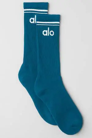 Alo Yoga ALO Throwback Socks Eclipse Blue/white