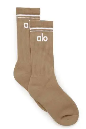 Alo Yoga Throwback Socks - Gravel/white