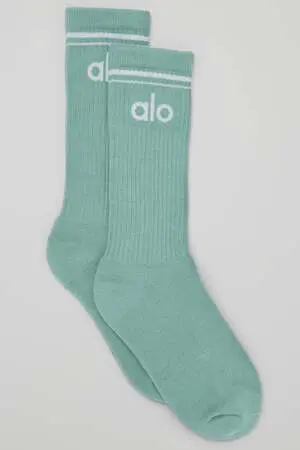 Alo Yoga ALO Throwback Socks Light Blue Agave/white