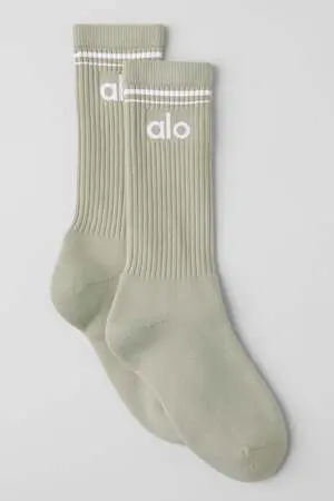 Alo Yoga Throwback Socks - Limestone/white