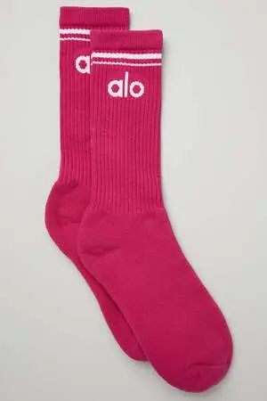 Alo Yoga ALO Throwback Socks Magenta Crush/white