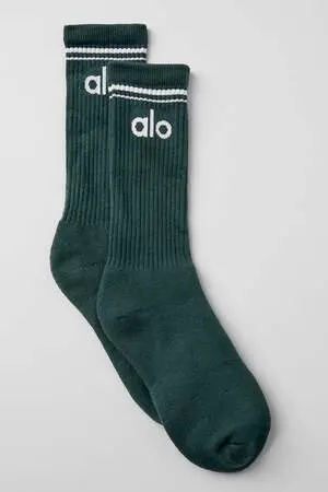 Alo Yoga ALO Throwback Socks Midnight Green/white