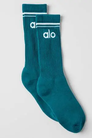 Alo Yoga ALO Throwback Socks Oceanic Teal/white