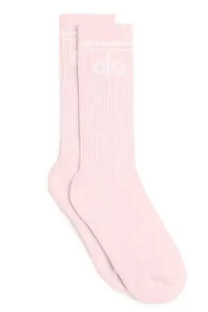 Alo Yoga ALO Throwback Socks Powder Pink/white