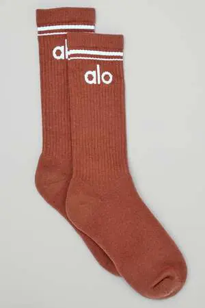 Alo Yoga ALO Throwback Socks Rust/white