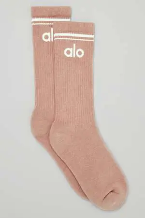 Alo Yoga ALO Throwback Socks Soft Clay/white