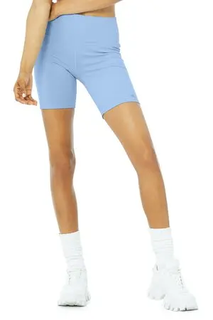 Alo Yoga 7" High-Waist Biker Short Blue Skies