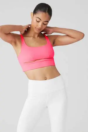 Alo Yoga Slit Bra Fluorescent Pink Coral