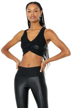 Alo Yoga Shine Wild Thing Shine Top In Black - 31% Off | Editorialist
