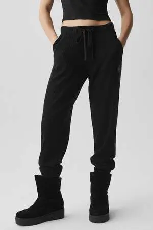 Alo Yoga Muse Ribbed Jogger Sweatpants - Black